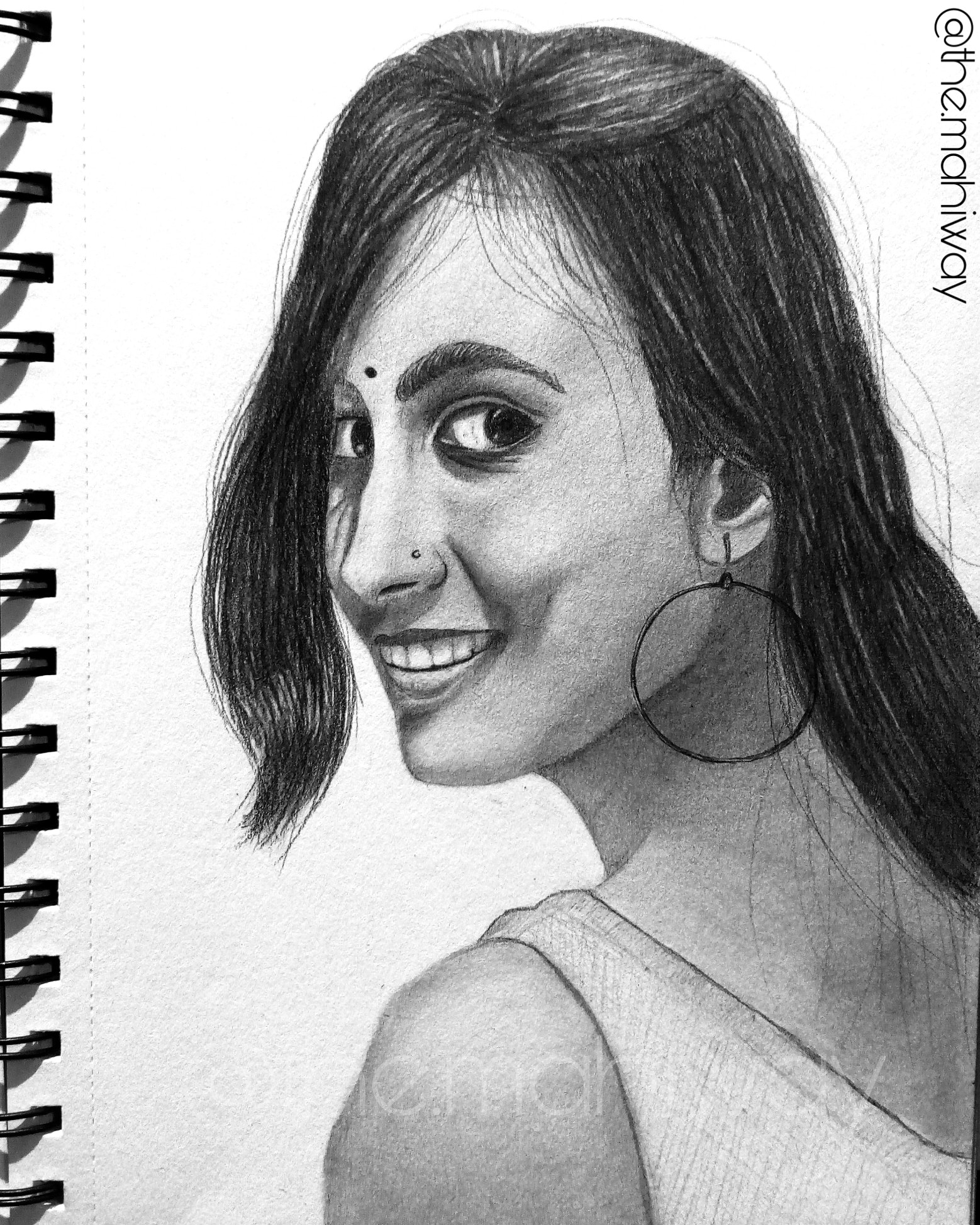 Pencil Drawing Of A Happy Girl