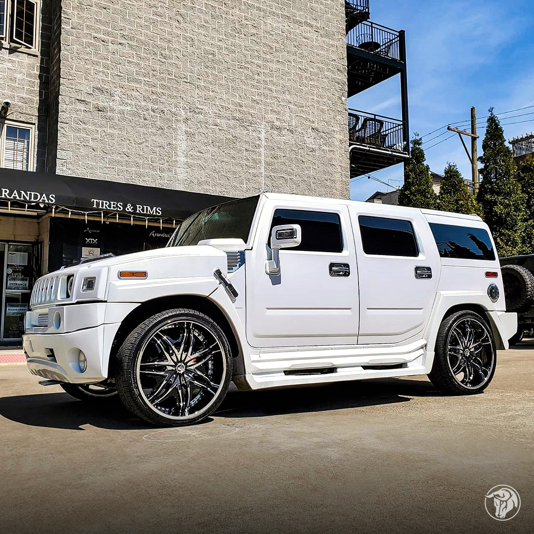Hummer H2 White Black Rims