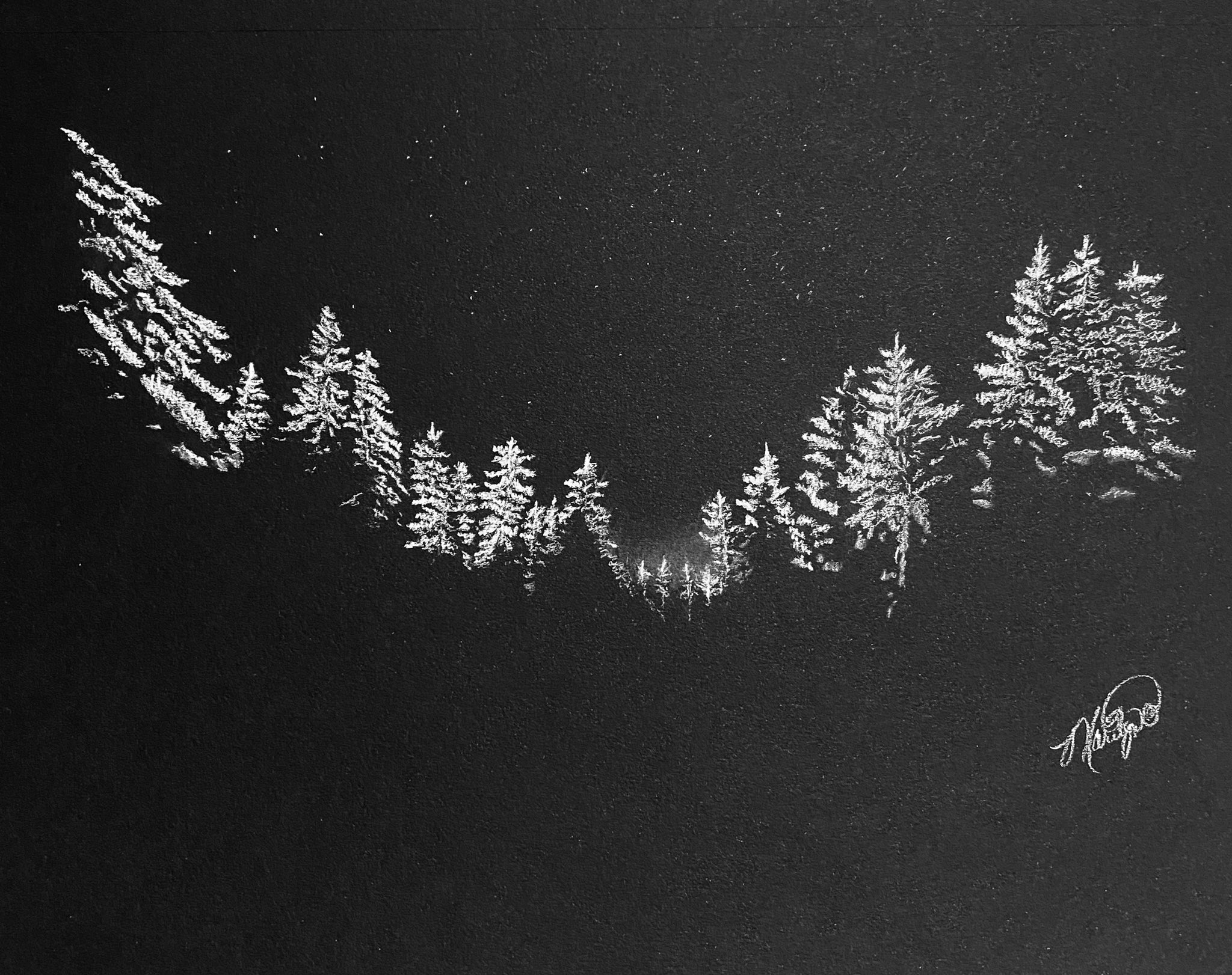 Chalk Art On Black Paper