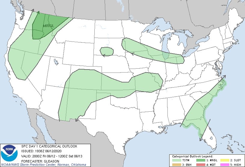2:40pm CDT SPC Day1 Outlook Marginal Risk: across parts of the interior ...