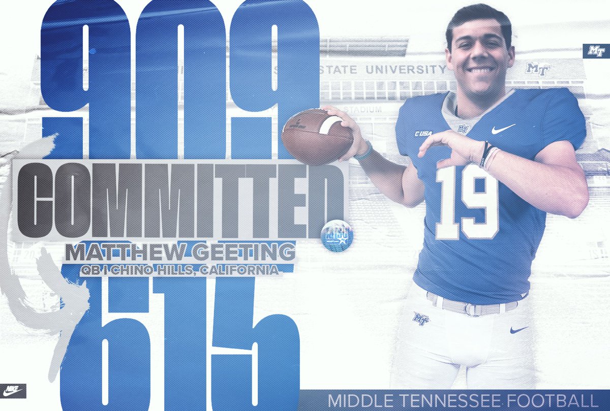2021 3* QB Matthew Geeting commits to Middle Tennessee State : r/CFB