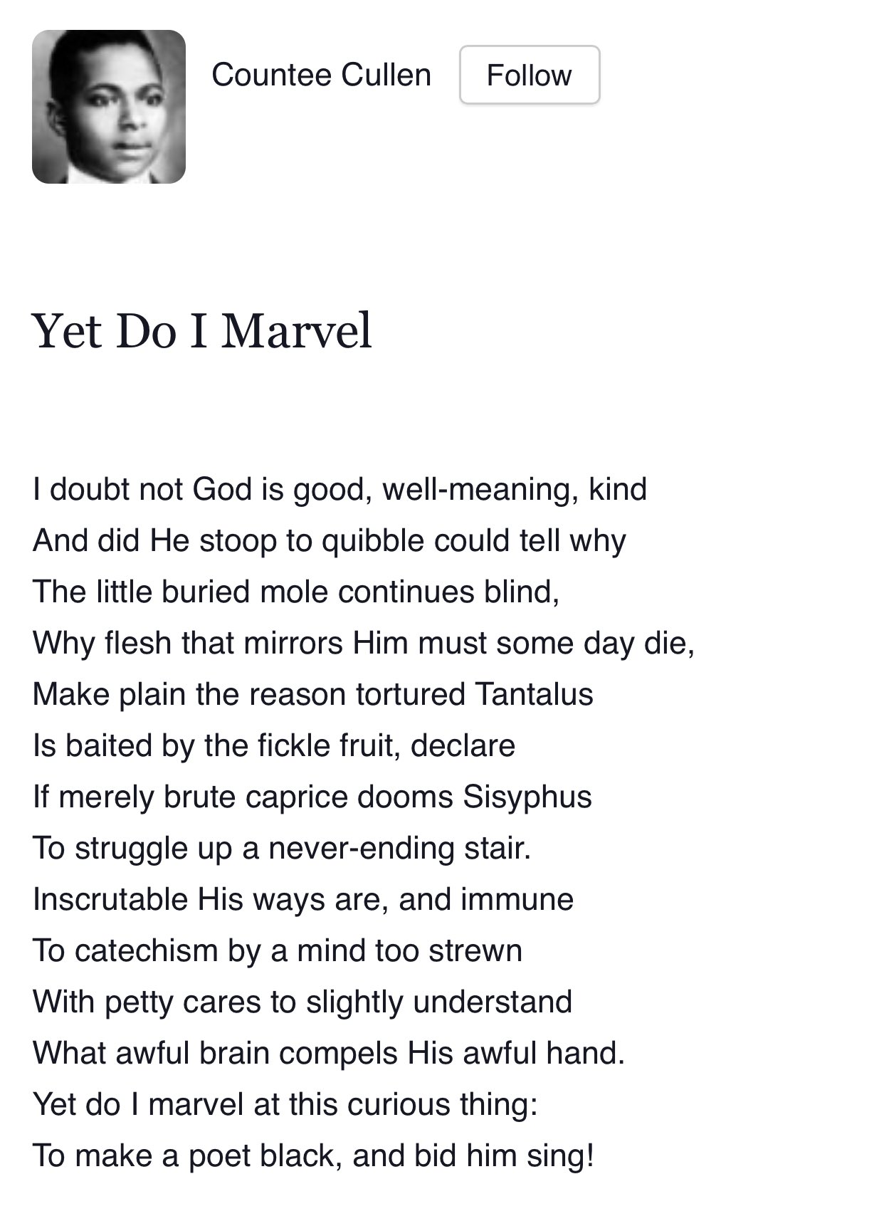 Harlem Renaissance Countee Cullen