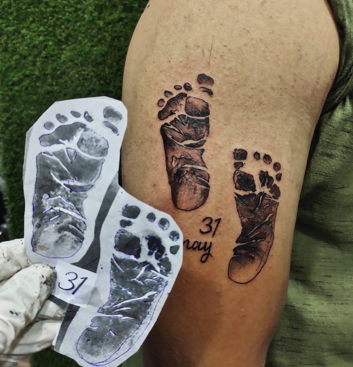 Foot Print Tattoos On Forearm