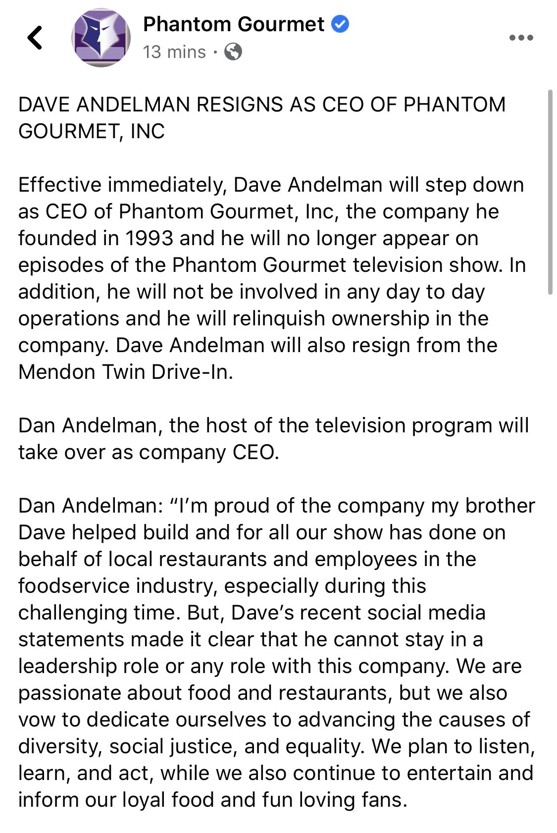 Dave Cullinane on Twitter: "Dave Andelman resigns from infomercial. #2020 https://t.co ...