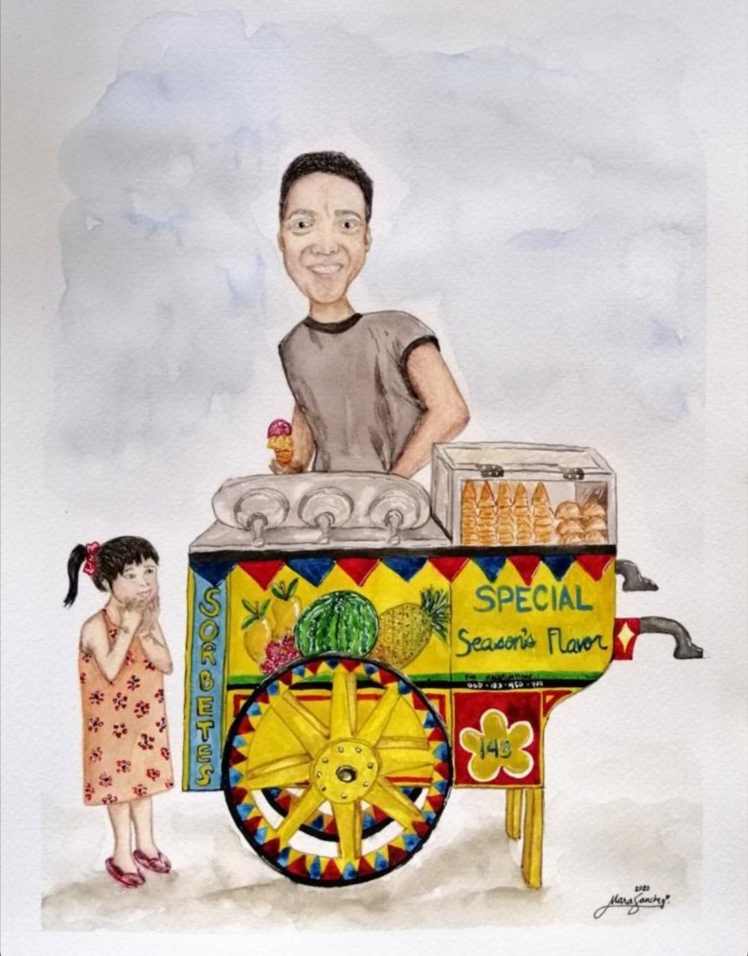 Ice Cream Vendor Drawing
