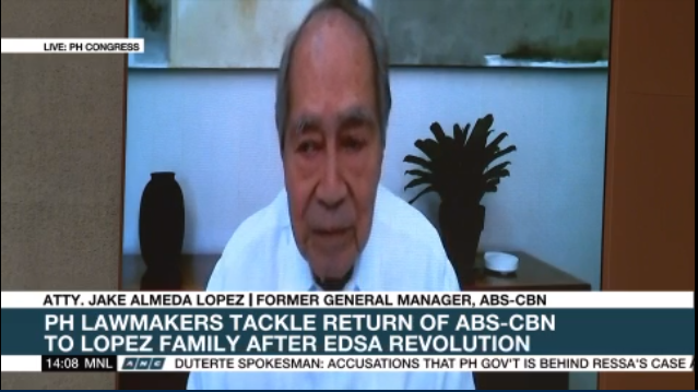 ABS-CBN former General Manager Atty. Augusto "Jake"Almeda-Lopez ...