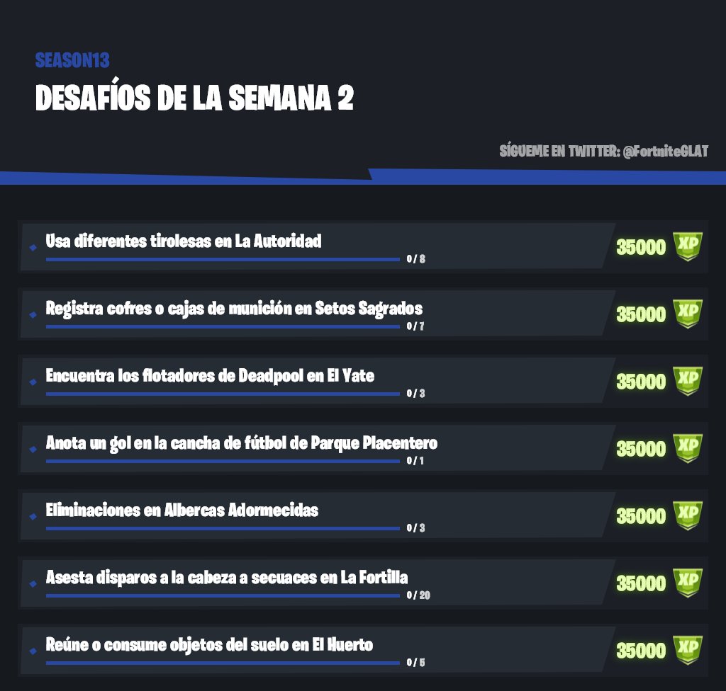 NotPalo on Twitter: "Desafíos Semana 1 y 2! #Fortnite…