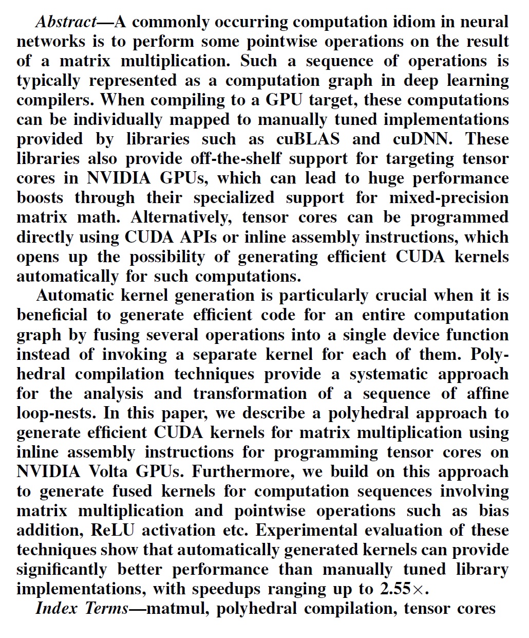 OGAWA, Tadashi on Twitter: "=> "Automatic Kernel Generation for Volta Tensor Cores", NVIDIA ...