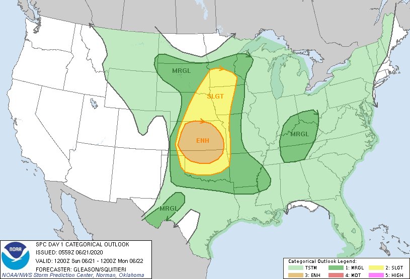 1:01am CDT SPC Day1 Outlook Enhanced Risk: across much of ks and ...