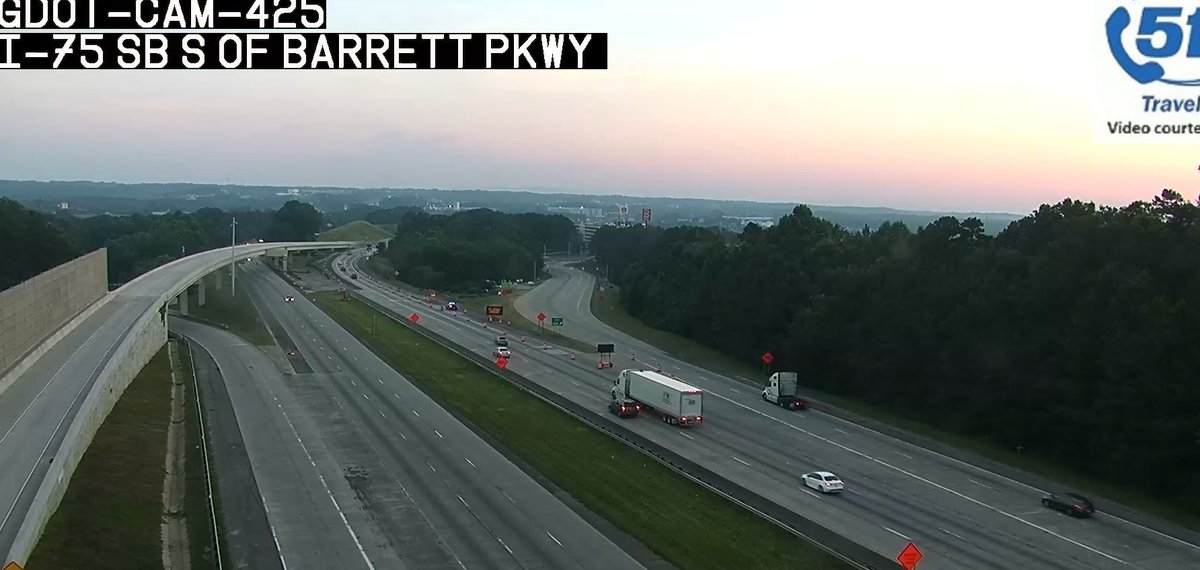 Roadwork on I-75/nb at Barrett Pkwy (exit 269) in the right lane, as of ...