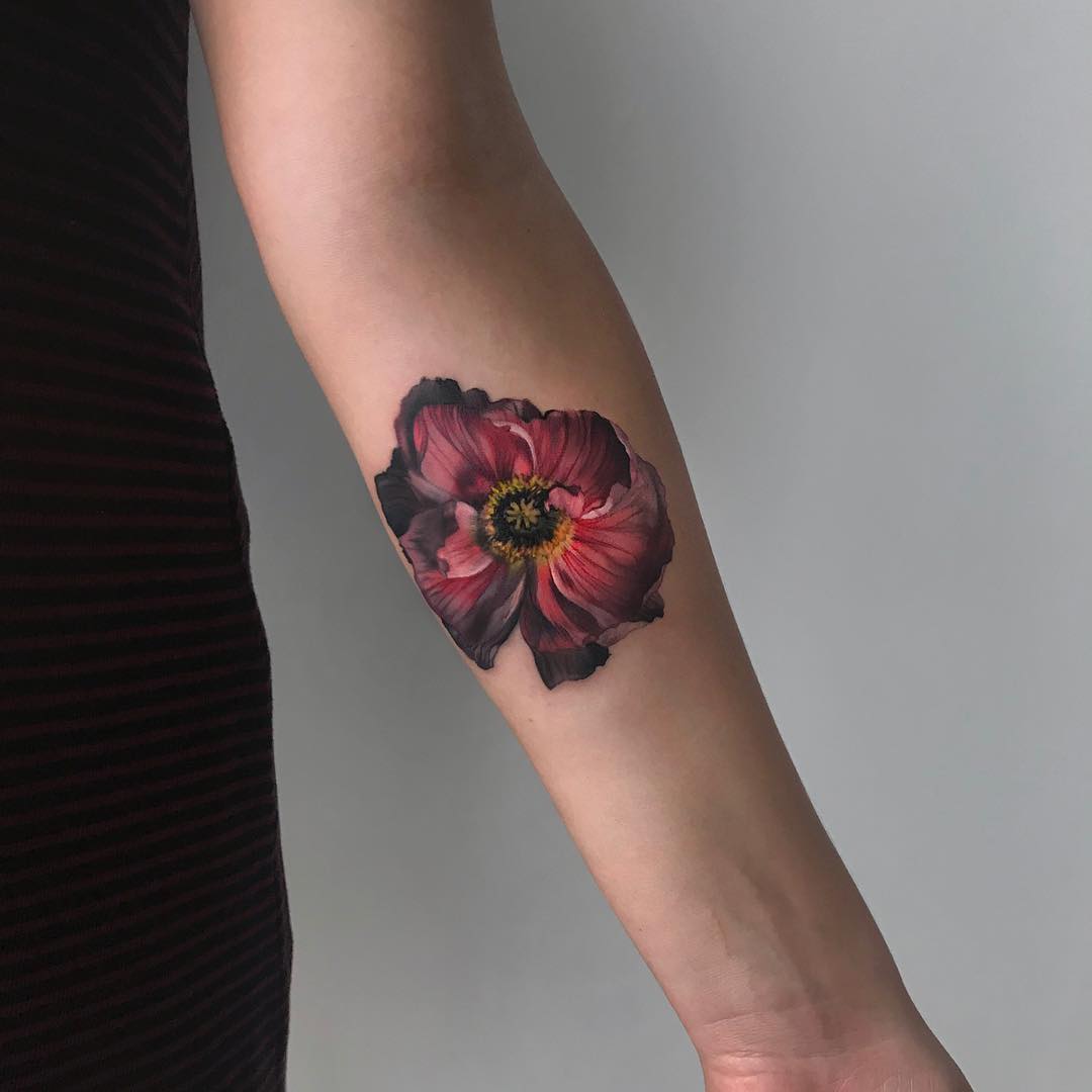 Poppy Flower Tattoo Arm