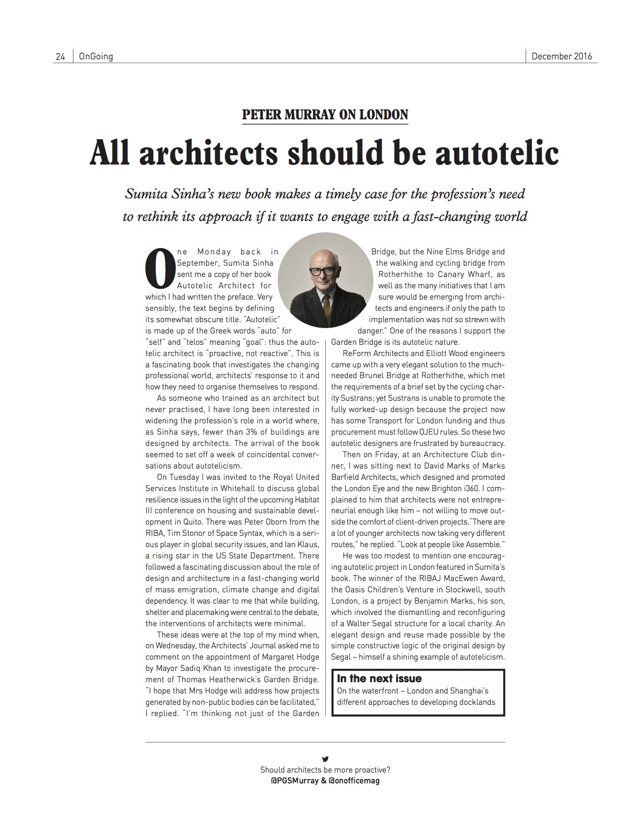 Sumita Singha 💙 on Twitter: "All architects should be autotelic, says Peter Murray, NLA https ...