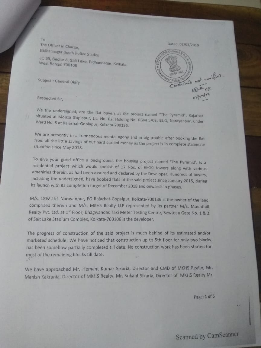 The Pyramid Flat Buyers on Twitter: "GD to Bidhannagar South PS, page 5. Page 1-4 in earlier ...