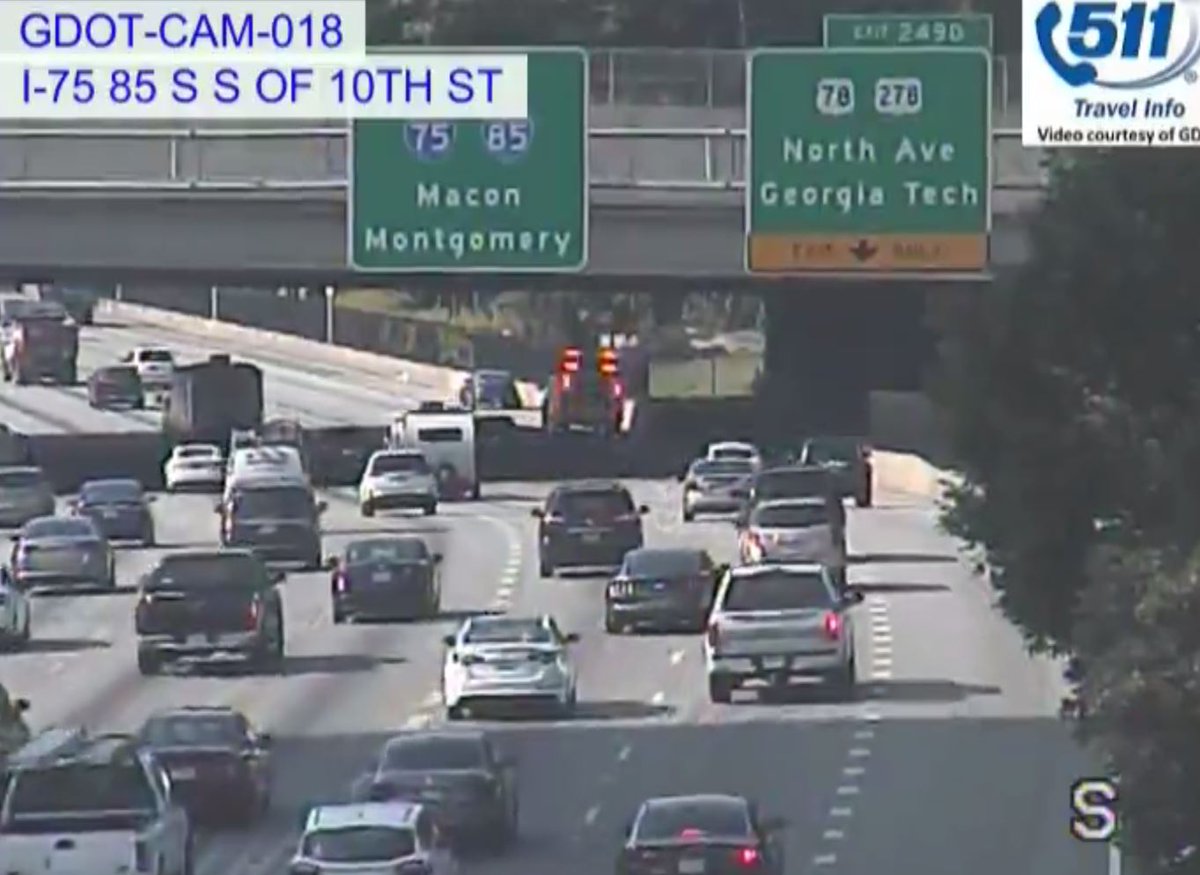 Crash Cleared on I-75/85/sb at North Ave. (exit 249) all lanes are now ... Crash Cleared on I-75/85/sb at North Ave. (exit 249) all lanes are now ...