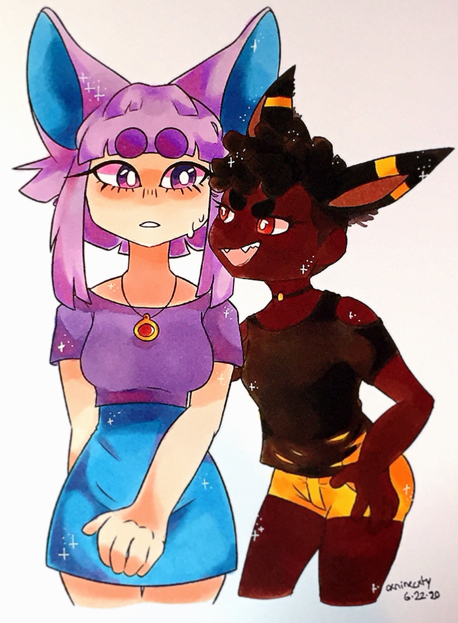 Gijinka Umbreon And Espeon