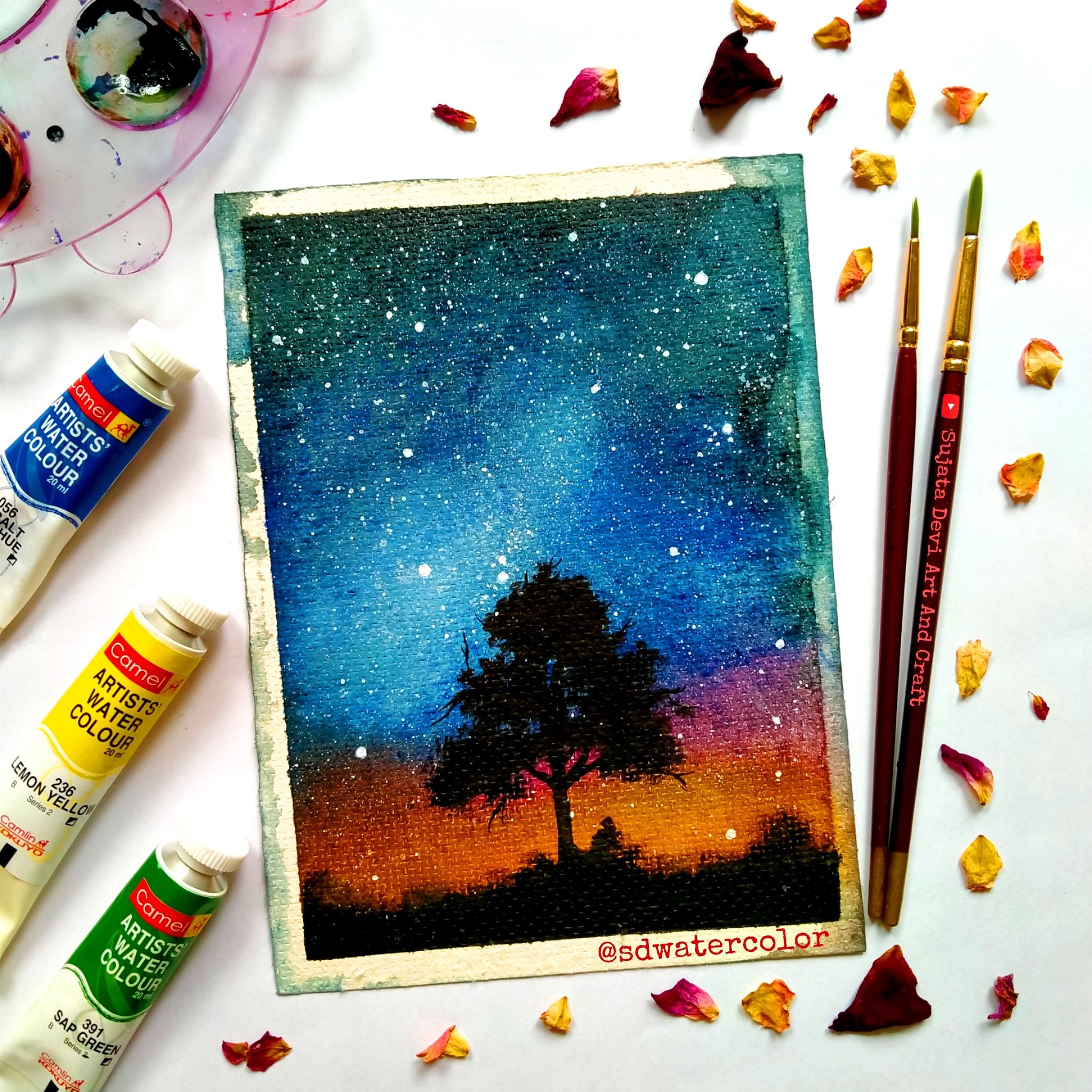 Watercolor Night Sky Tutorial