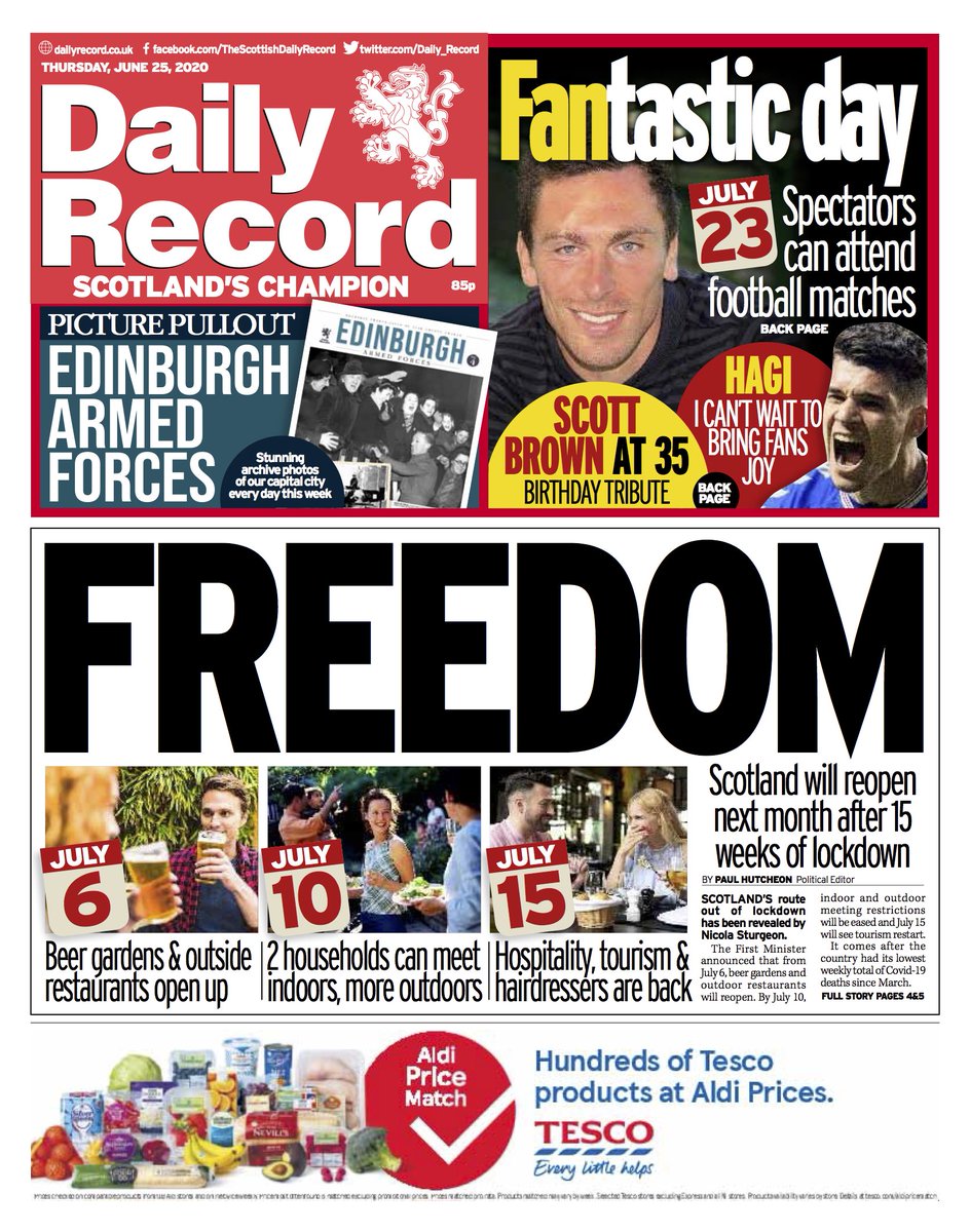 Tomorrow's Daily Record front page leads on Scotland's route out of ...