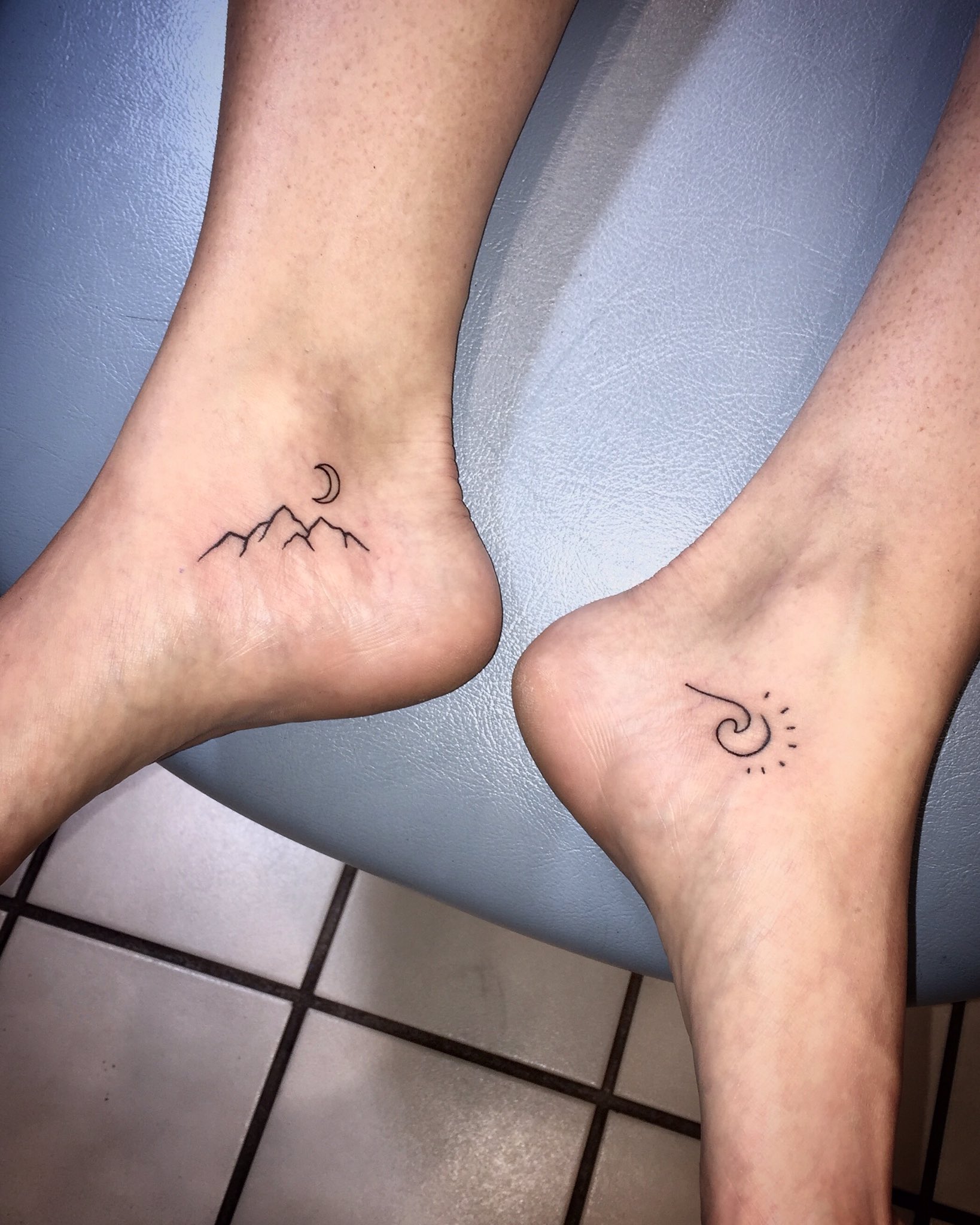 Simple Wave Tattoo On Ankle