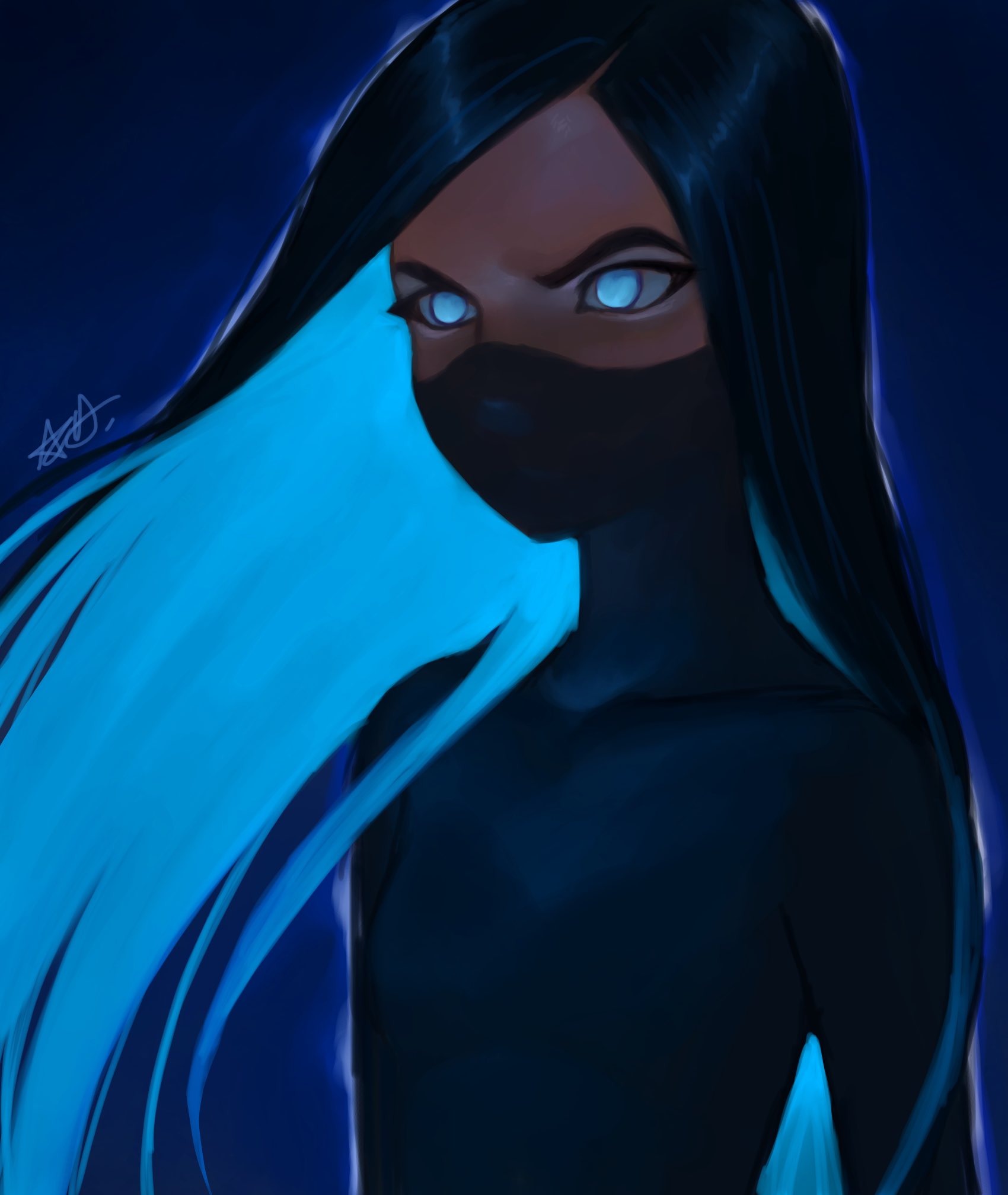 Anime Girl Ninja With Blue Hair