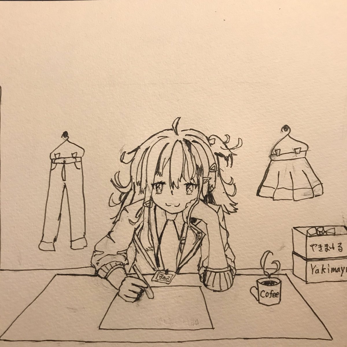 「第5弾 服ないけど… 「ここ座ったら?」 #イラスト #落書き #初心者 #イラスト練習9日目 」Yukario｜ゆかりおの漫画