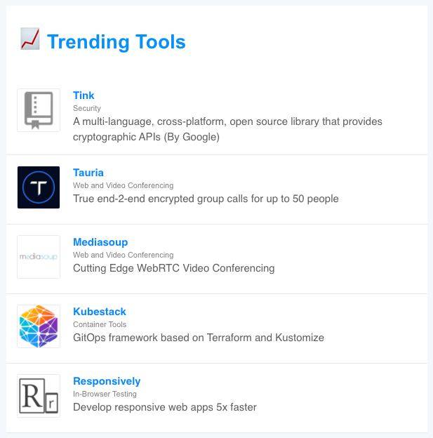 StackShare on Twitter: "🗞 ICYMI Weekly Newsletter 📈 Top 5 New Trending Tools: 1. Tink (by ...