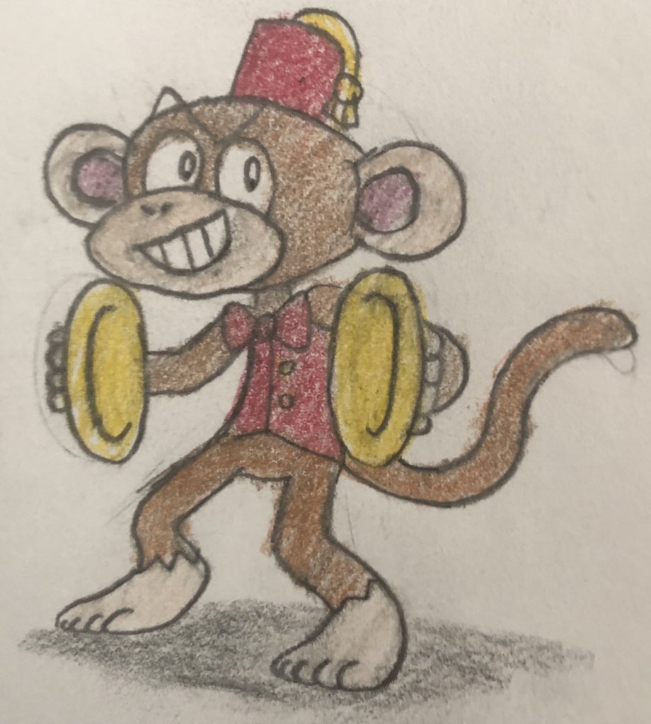 Monkey With Cymbals Drawing