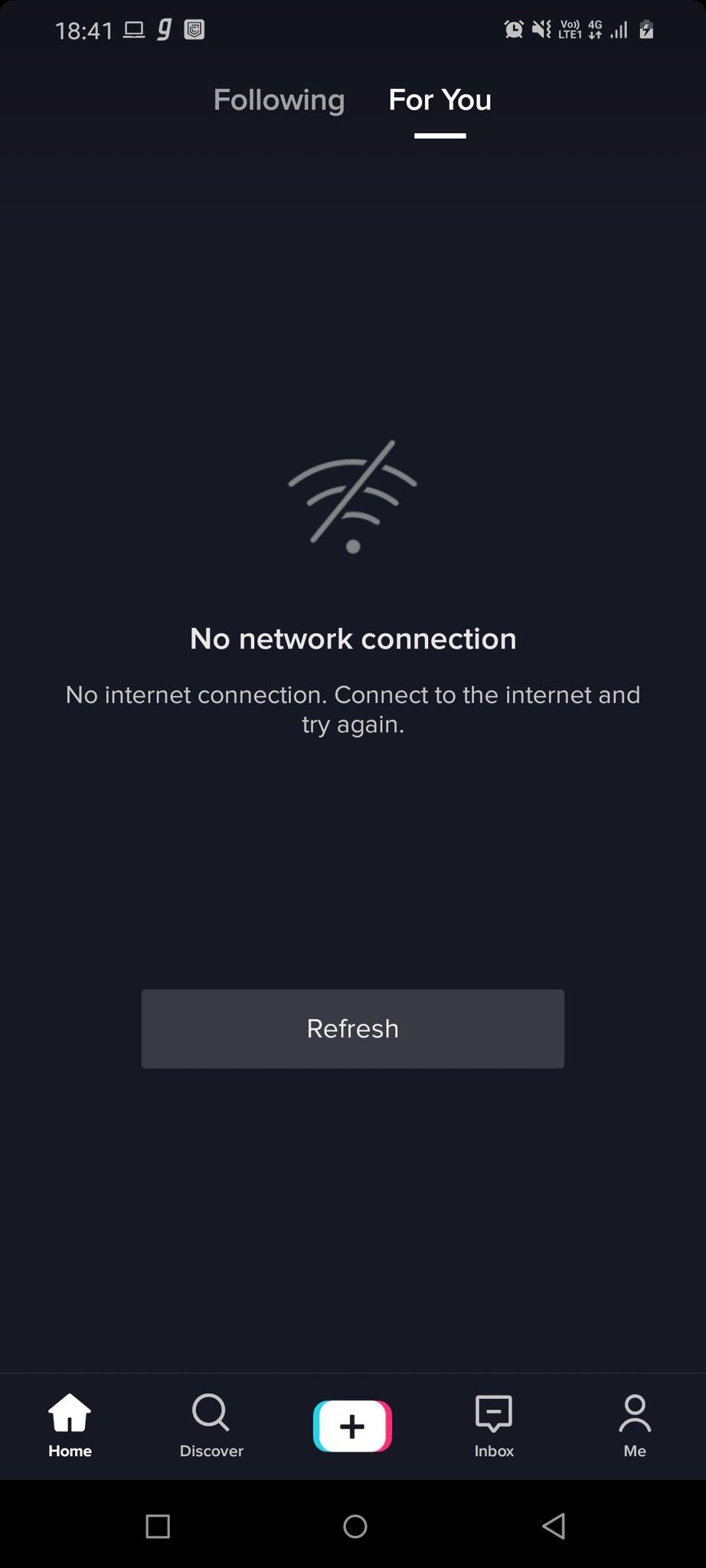 No Internet Connection Error