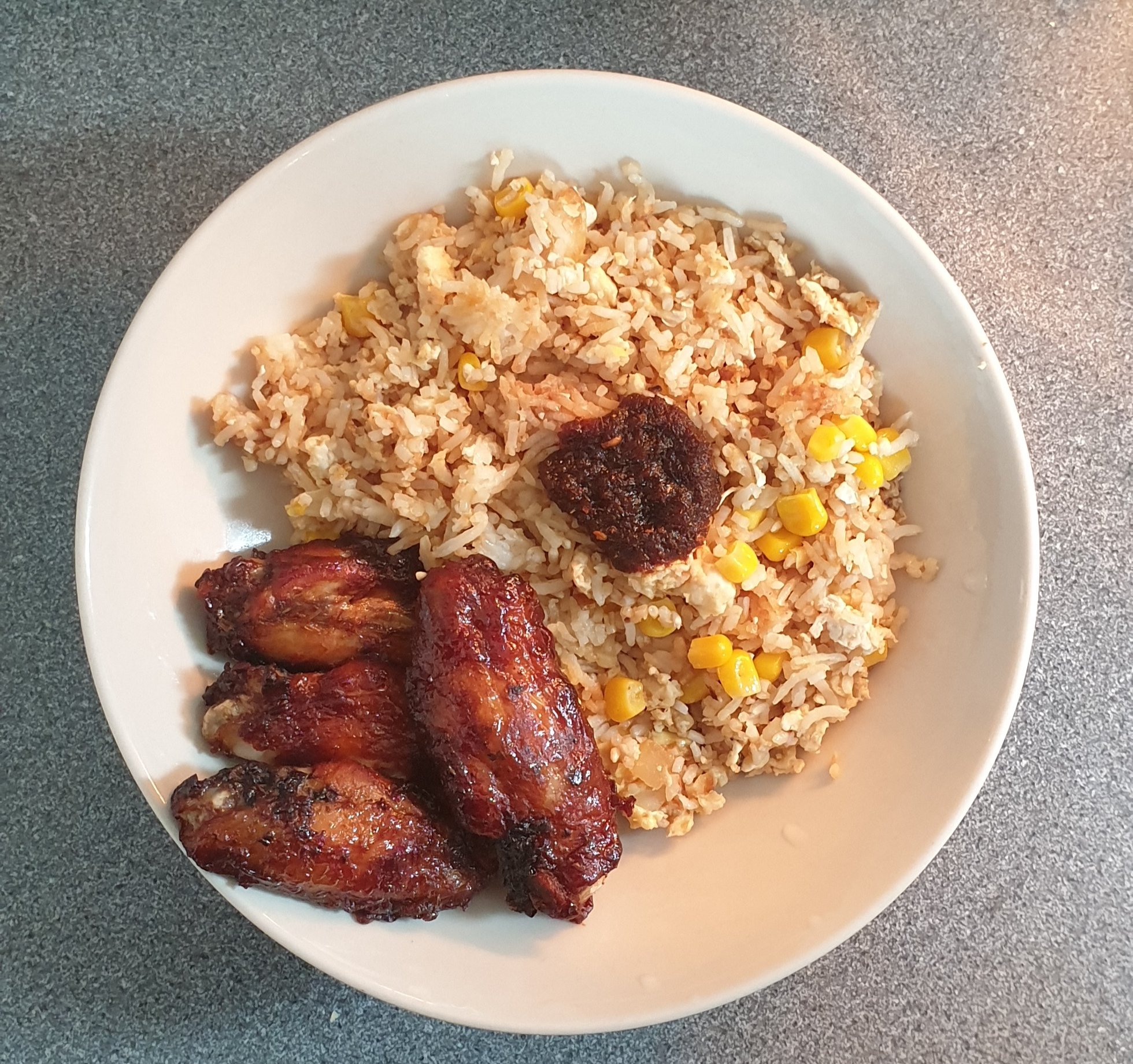 Fried Chicken Wings With Fried Rice