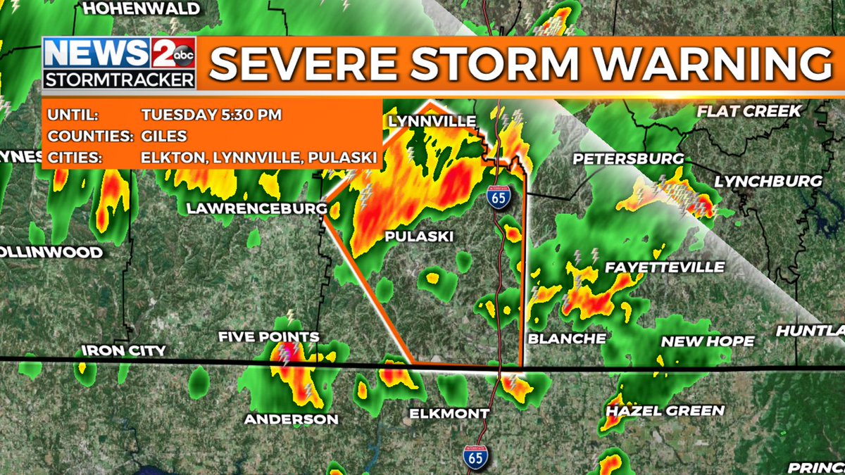 WEATHER ALERT: Severe T'Storm Warning for the area in orange. Stay ...