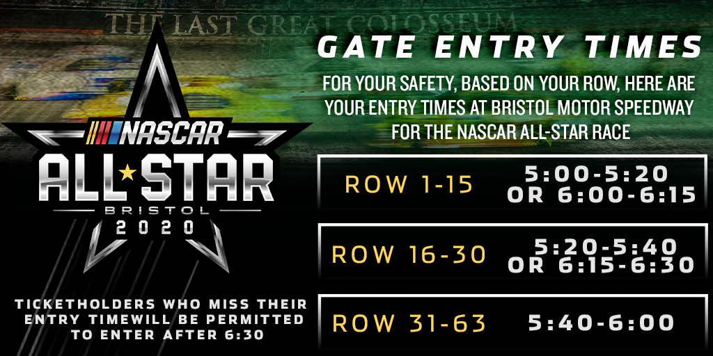 All Star Race Gate Opening Times : r/NASCAR