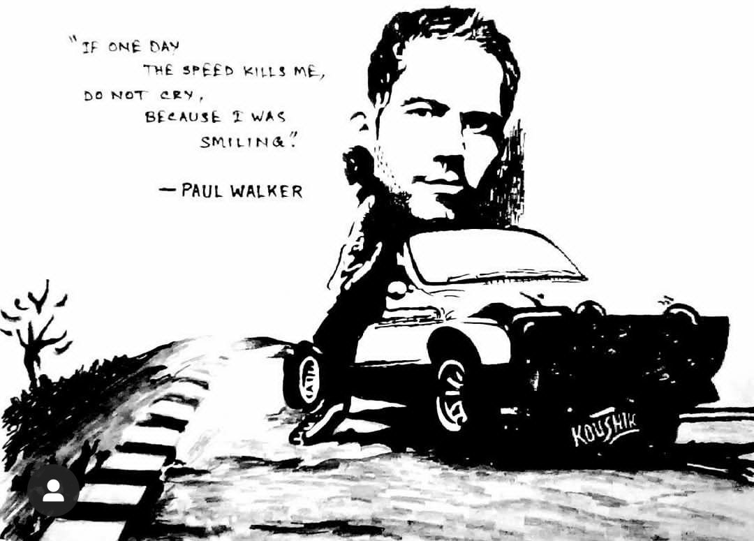 Paul Walker Drawing Car