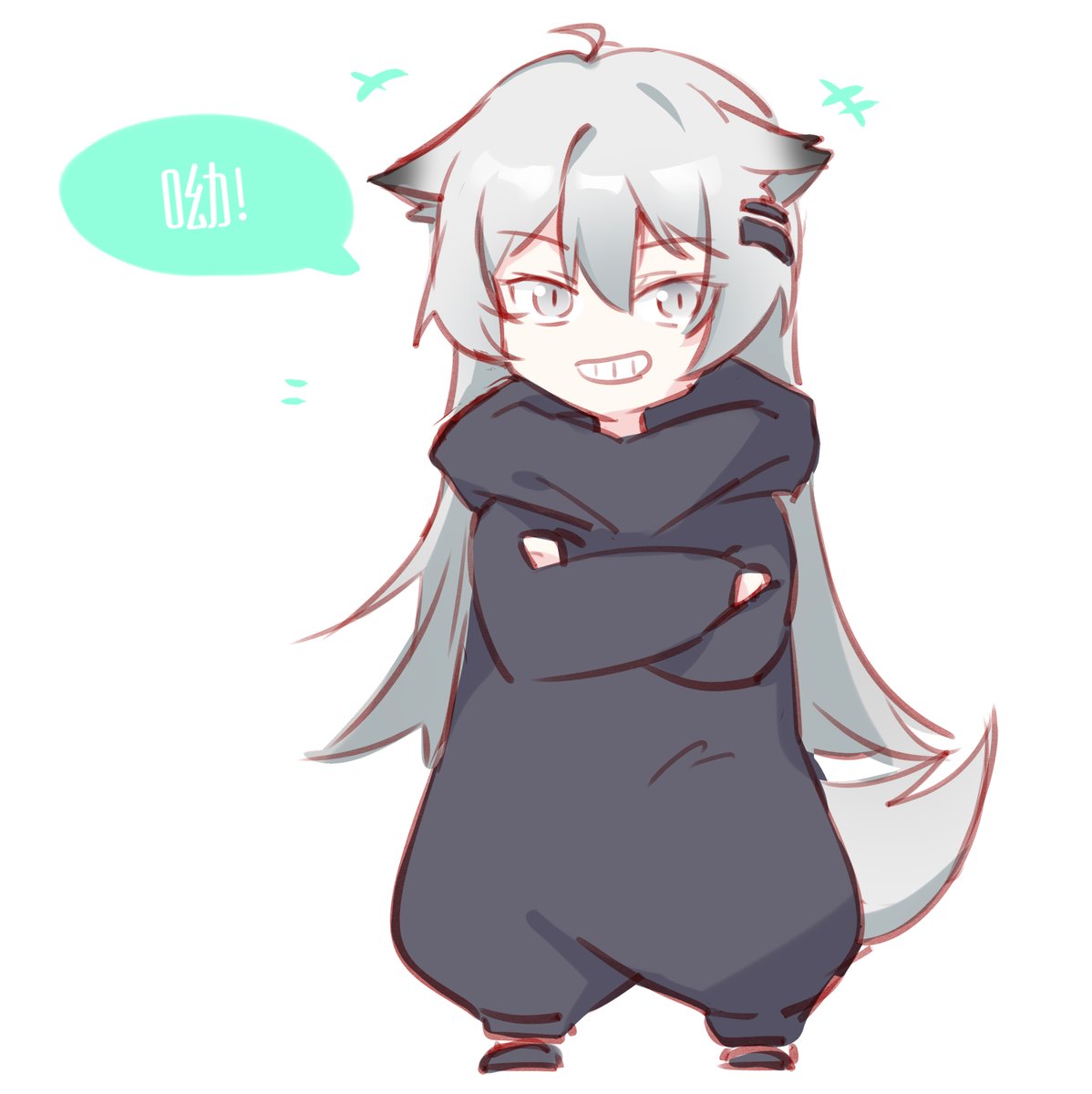 lappland (arknights) 1girl solo animal ears long hair grey eyes smile ...