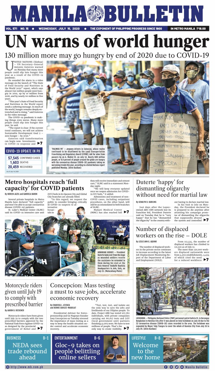 Manila Bulletin News On Twitter Manila Bulletin Headline For Today