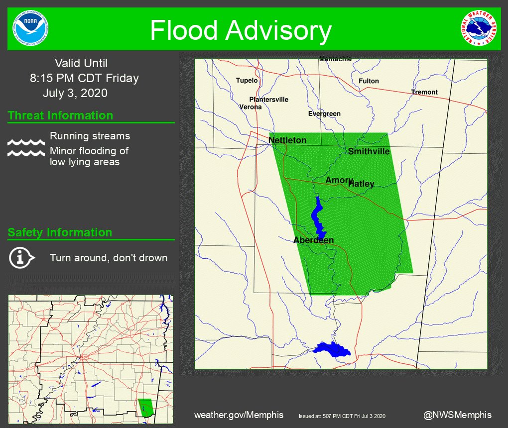 NWSMemphis has Issued an Urban and Small Stream Flood Advisory. arwx ...