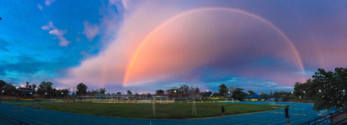 LOOK: A huge rainbow was seen above the sky at the Ramon V. Mitra Jr ...