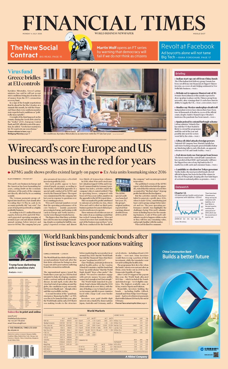 Just published: front page of the Financial Times, international ... Just published: front page of the Financial Times, international ...