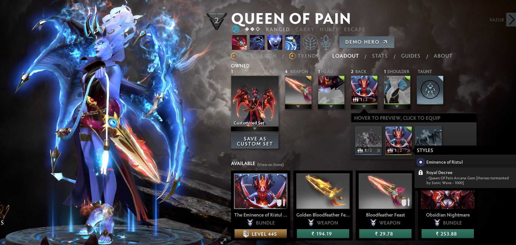 Dota 2 Queen Of Pain Set