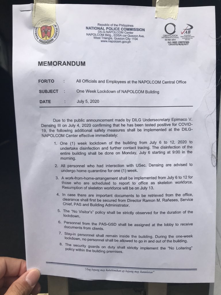 Center Quezon City : DILG NAPOLCOM Center Quezon City lockdown undergo ...