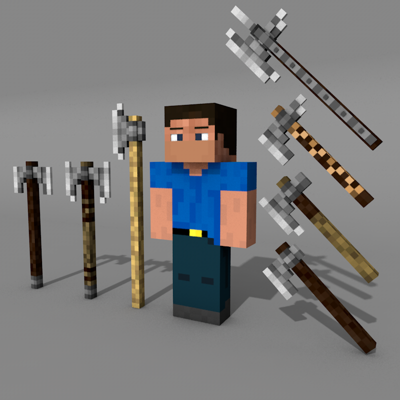 Minecraft Steve Statue With Sword