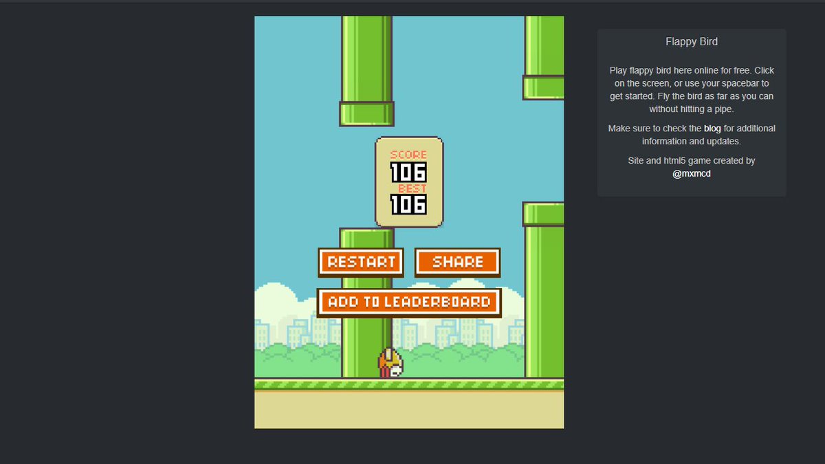 Flappy Bird High Score 100