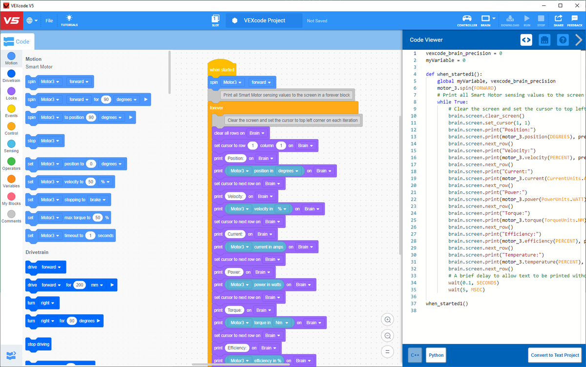 Vex code blocks - personalpolre