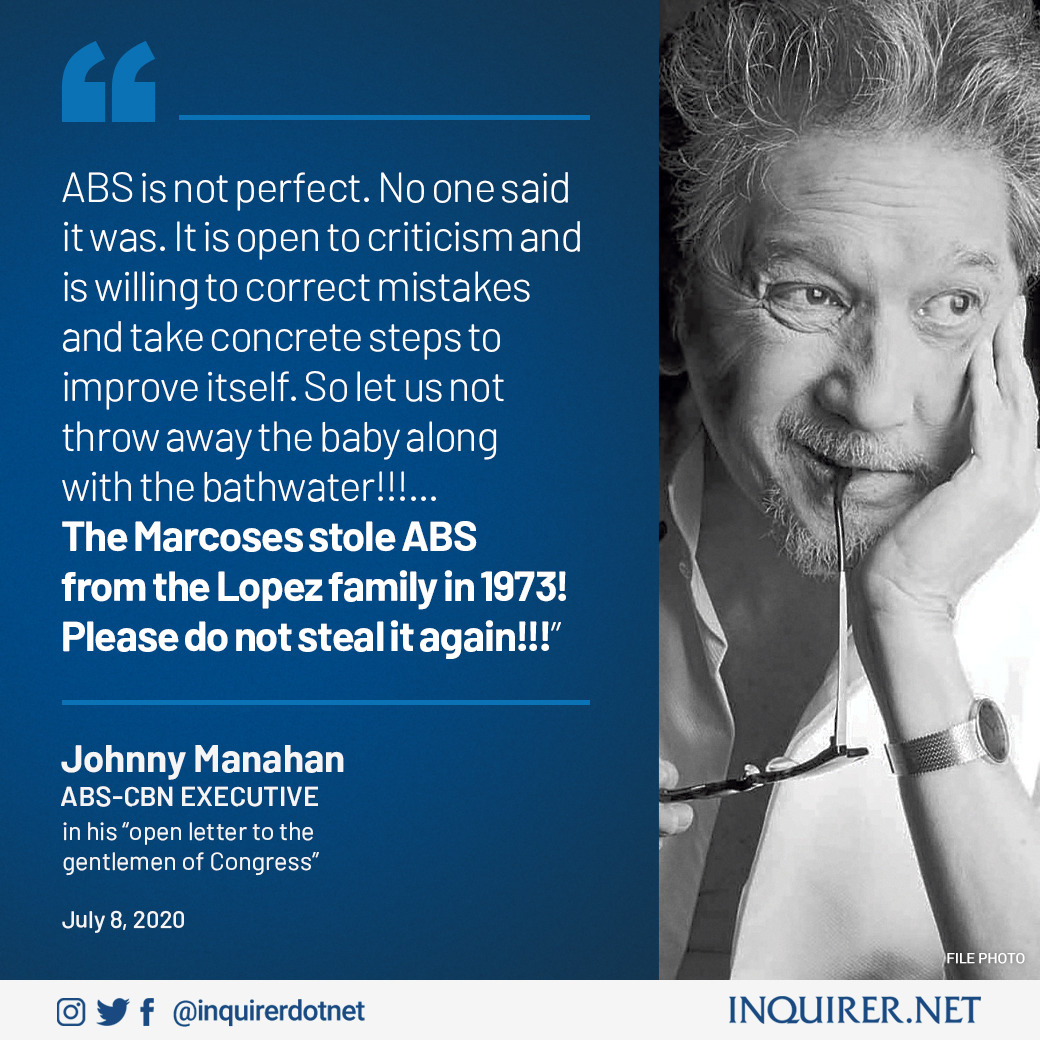 ABS-CBN Executive Johnny Manahan adds his voice to the growing support ...