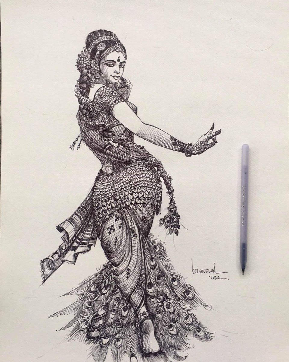 Kuchipudi Dance Drawing