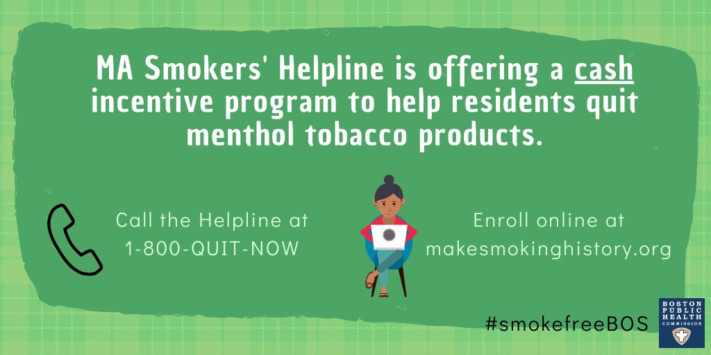 MA Smokers’ Helpline is offering a CASH incentive program to help ...