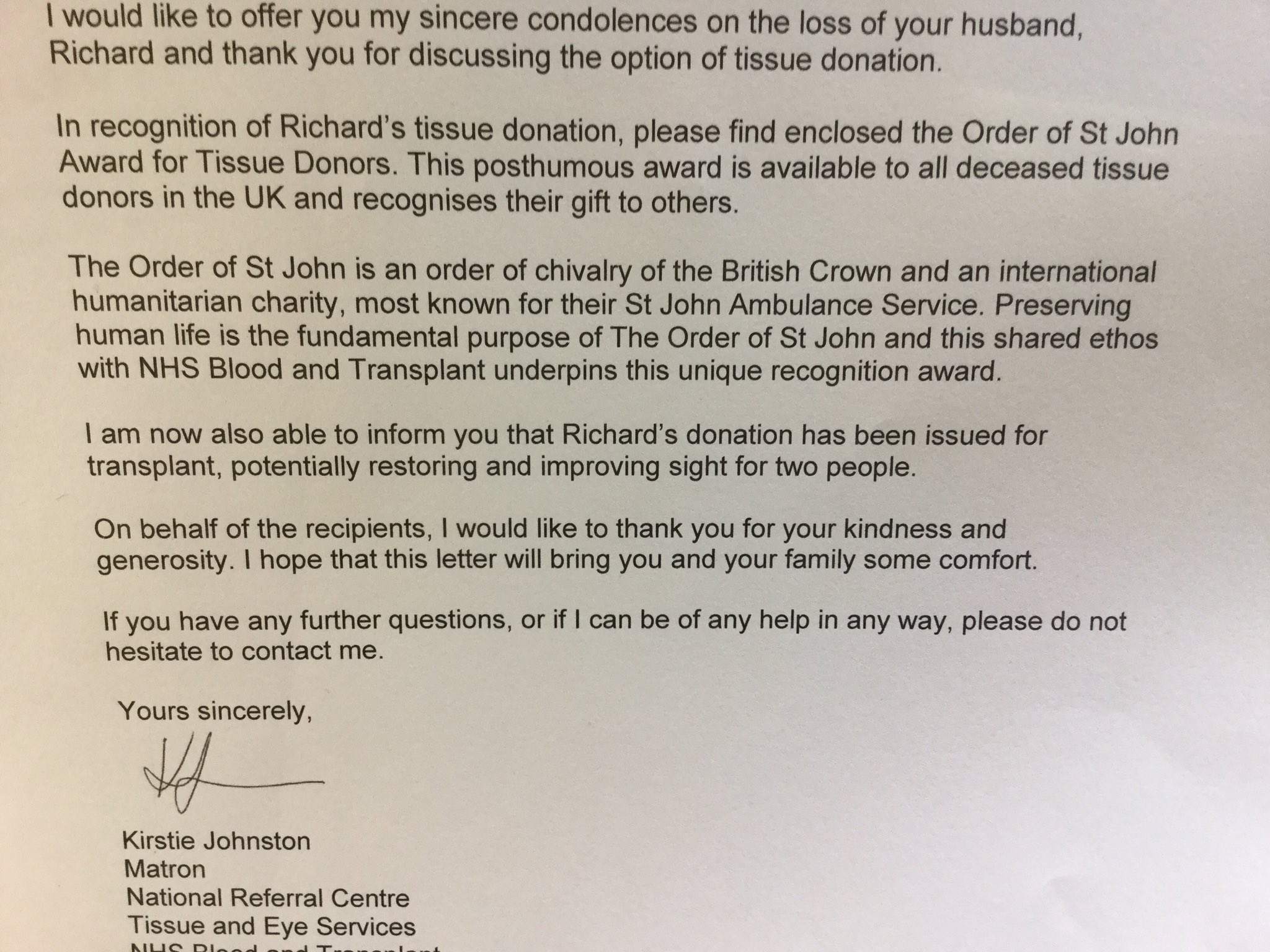 Posthumous Award Wording