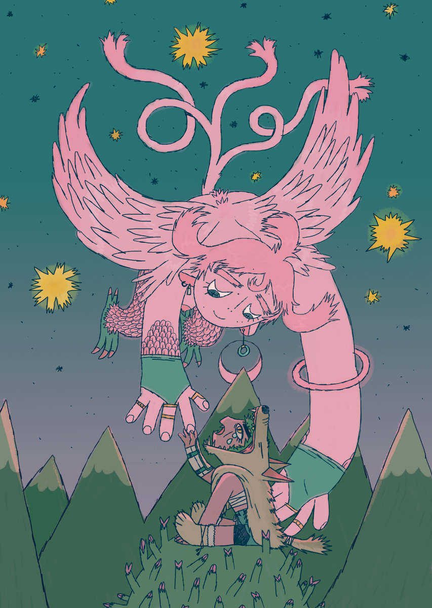 「himbo tiger goes camping and befriends everyone he is suppos」jie enの漫画