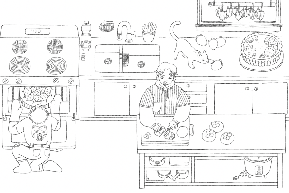 「himbo tiger goes camping and befriends everyone he is suppos」jie enの漫画