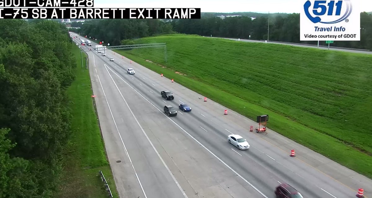 Roadwork on I-75/sb at Barrett Pkwy (exit 269) blocks the left lane ...