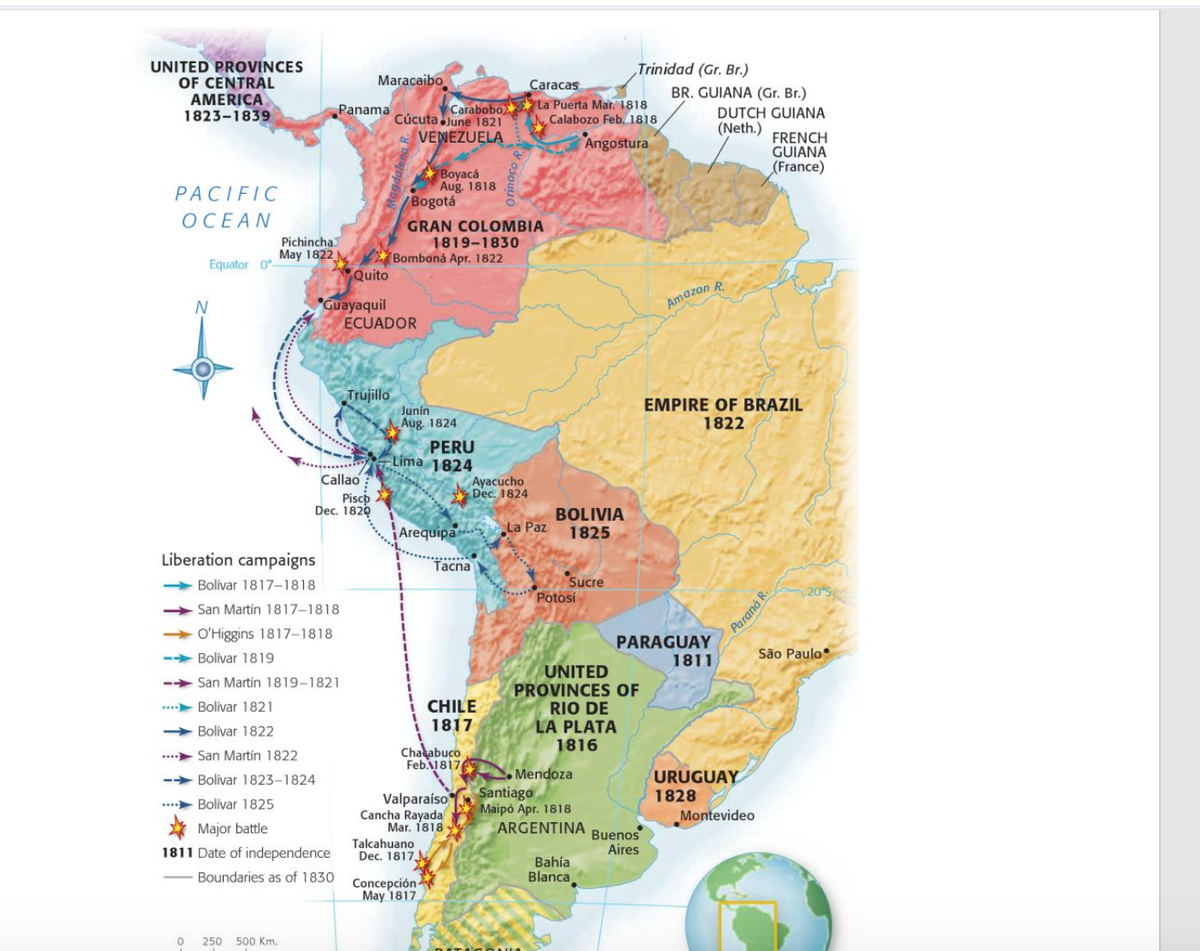 Simon Bolivar Revolution Map
