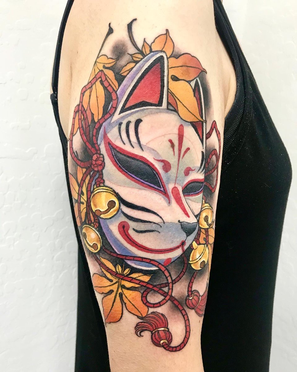Traditional Kitsune Mask Tattoo
